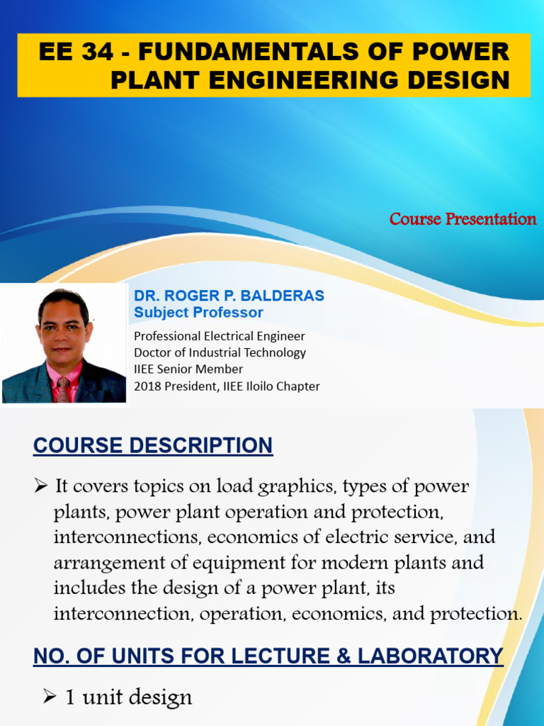 Ee 34 Fundamentals of Power Plant Engineering Design | Download Free ...