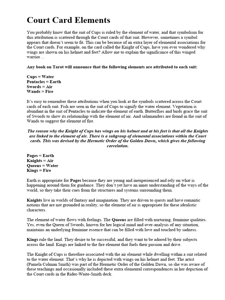 Court Card Elements | PDF Court Card Elements | PDF