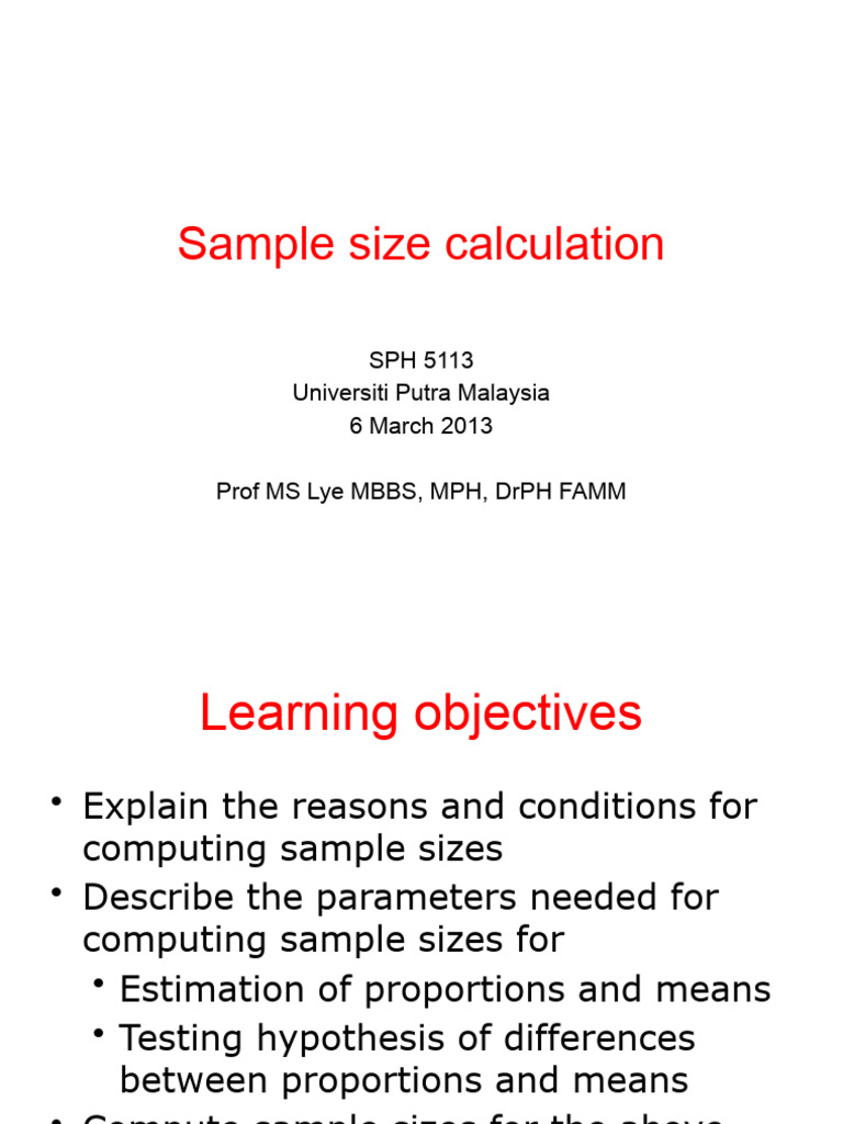 SAMPLE SIZE v2 | PDF | Sample Size Determination | Standard Deviation