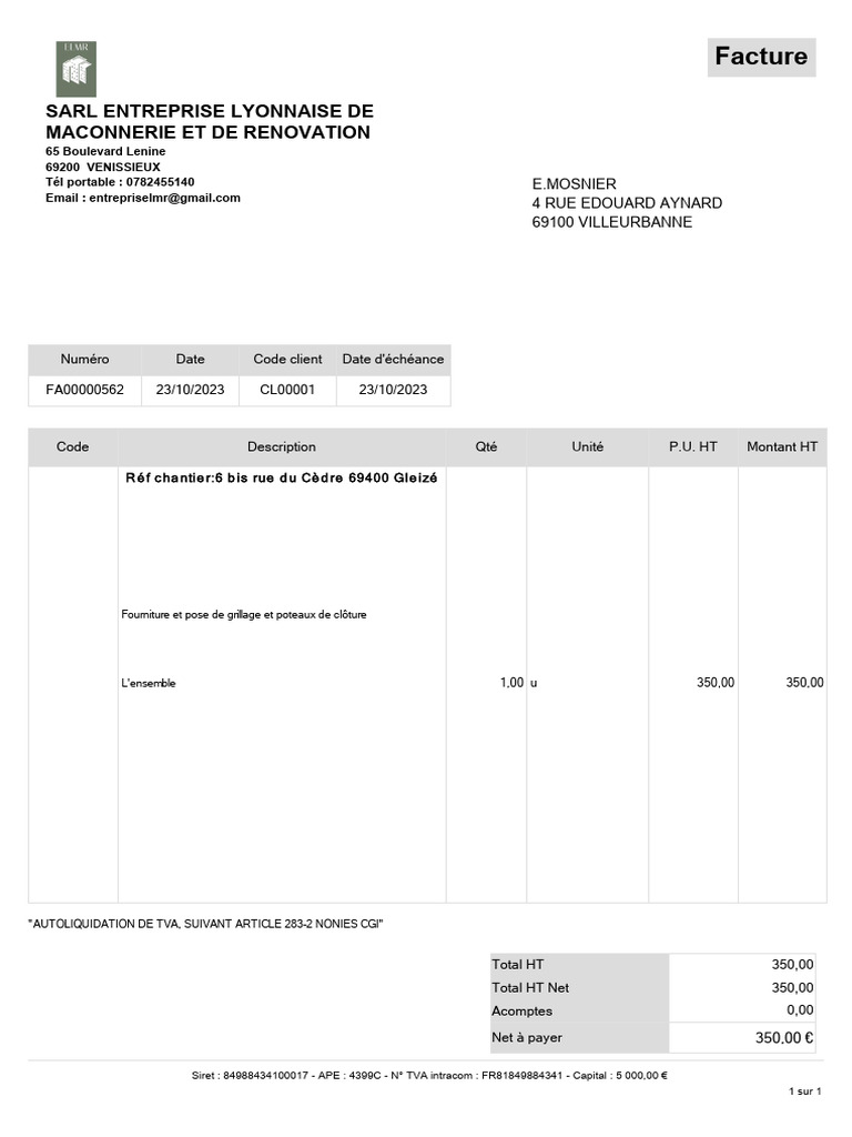 Fa 562 | PDF | Documents commerciaux | Comptabilité