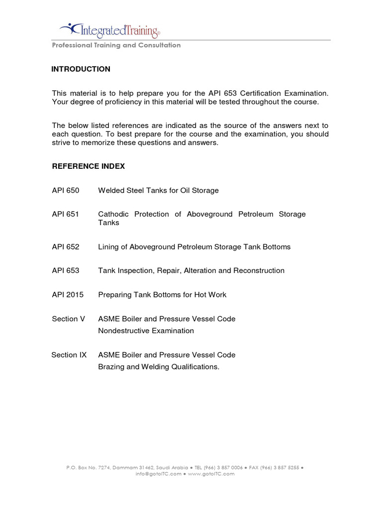 API - 653 Question - Bank | PDF | Welding | Construction