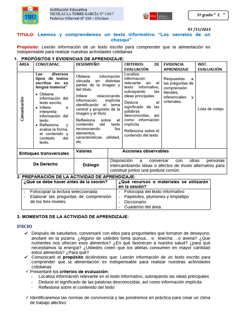 Leemos y Comprendemos Un Texto Informativo | PDF