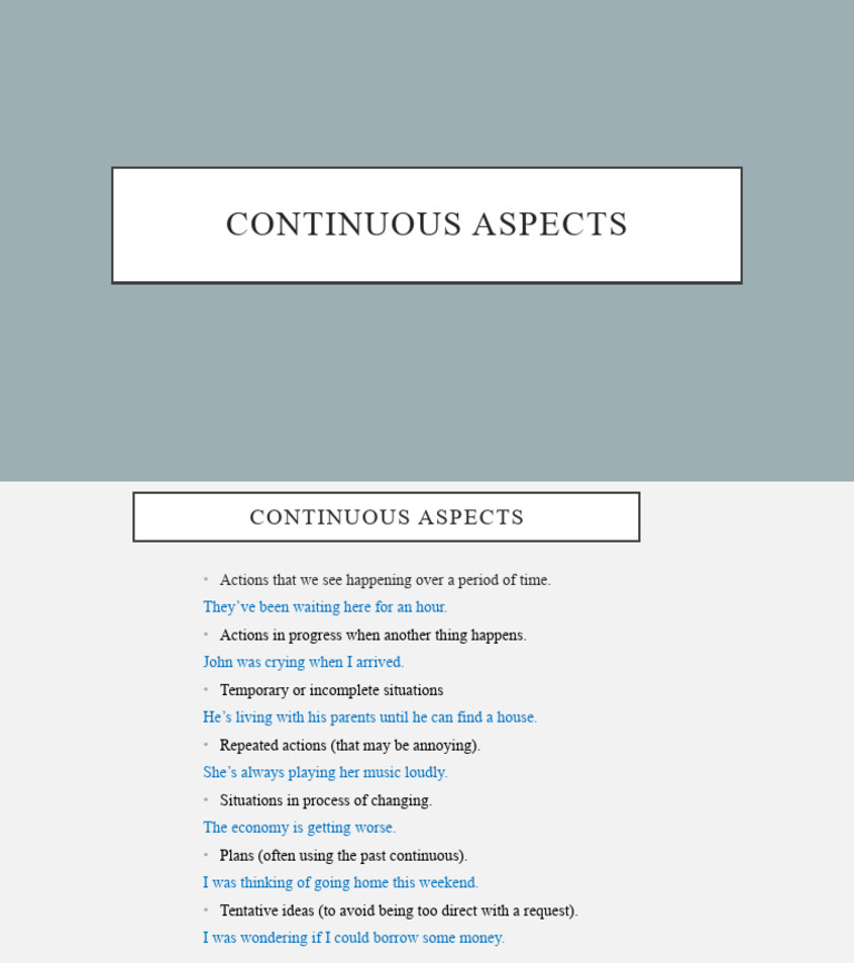 Continuous aspects | PDF