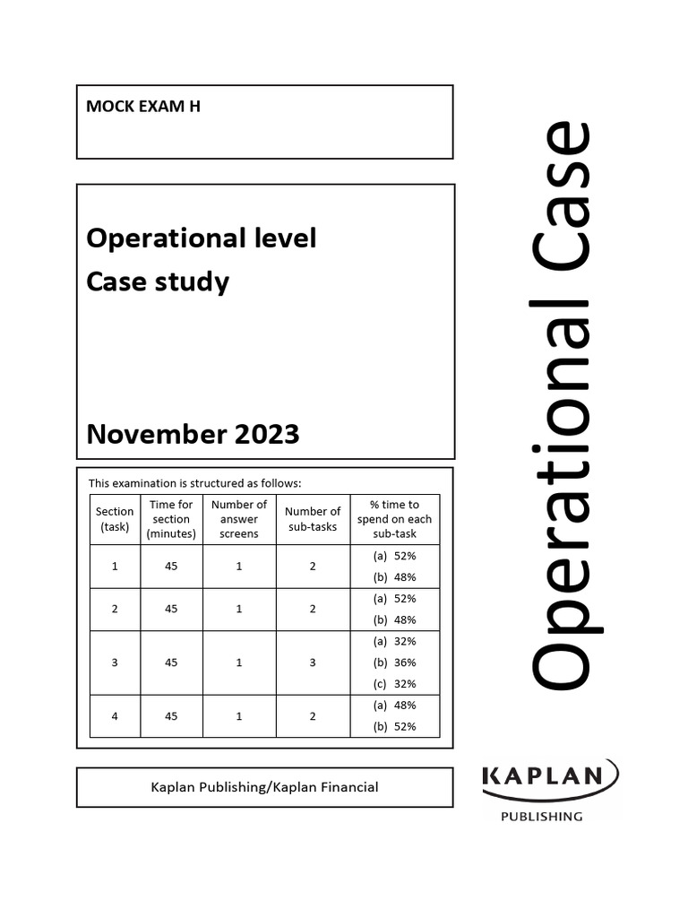 Case Study - Nov 23 - OCS - Mock Exam H - Questions | PDF | Profit (Economics) | Sales