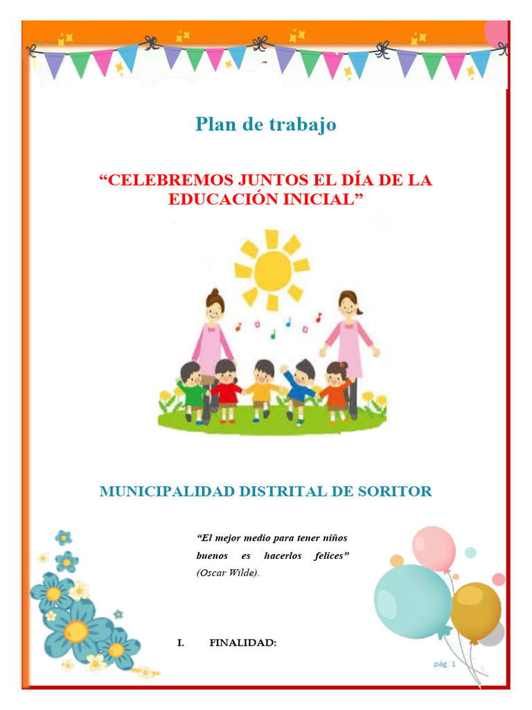 Plan de Trabajo 5- Dia de La Educación Inicial | PDF | Educación de la ...