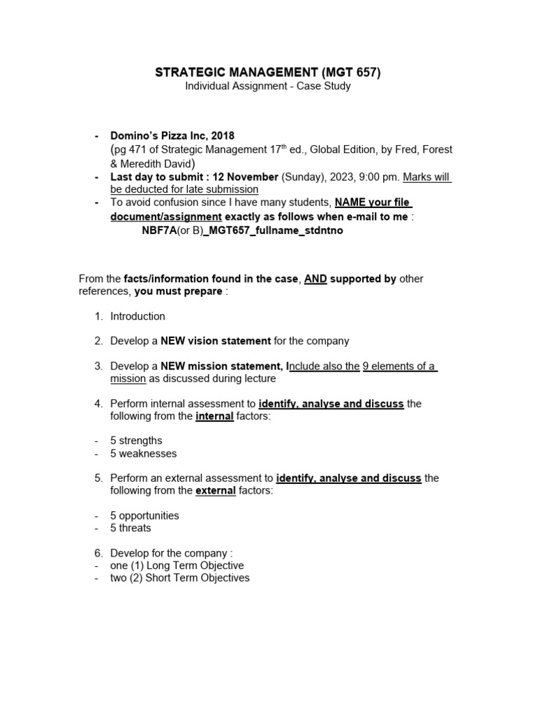 Domino's Pizza Case Study Assignment | PDF | Business