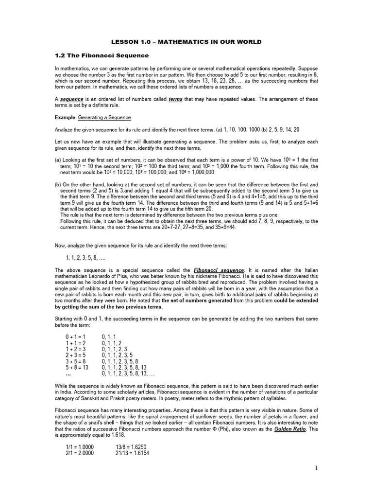 L1.2 - Mathematics in Our World | PDF | Science
