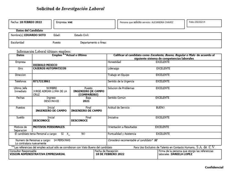 Solicitud de Referencias Laborales 1 EDUARDO SOTO | PDF