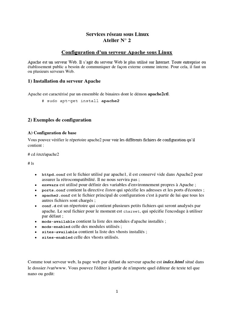 Serveur Web Configuration D'un Serveur Apache Sous Linux | PDF | Internet | Internet et Web