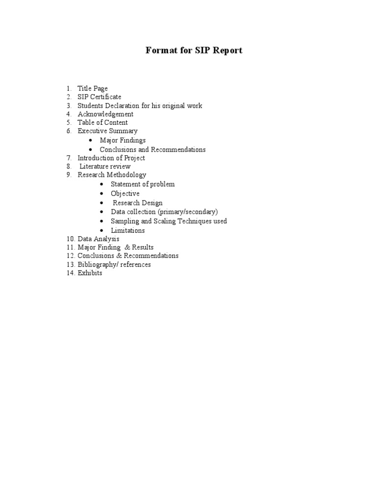 Format For SIP Report | PDF