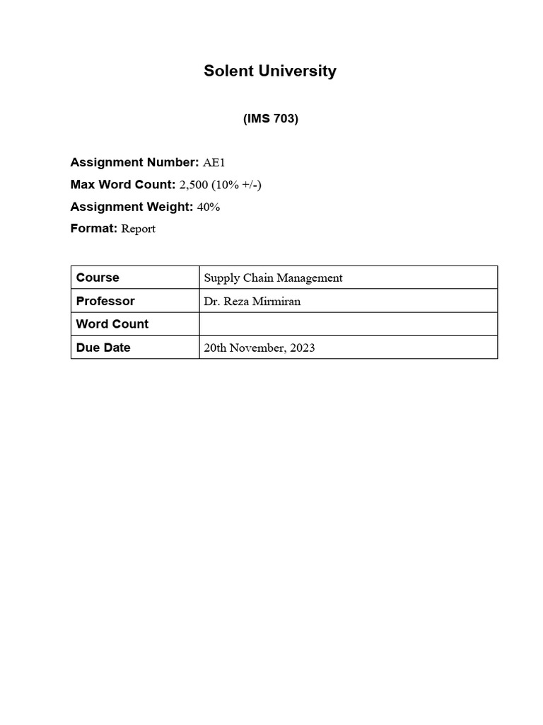 Supply Chain Assignment-Sachin | PDF | Supply Chain | Consumer Behaviour