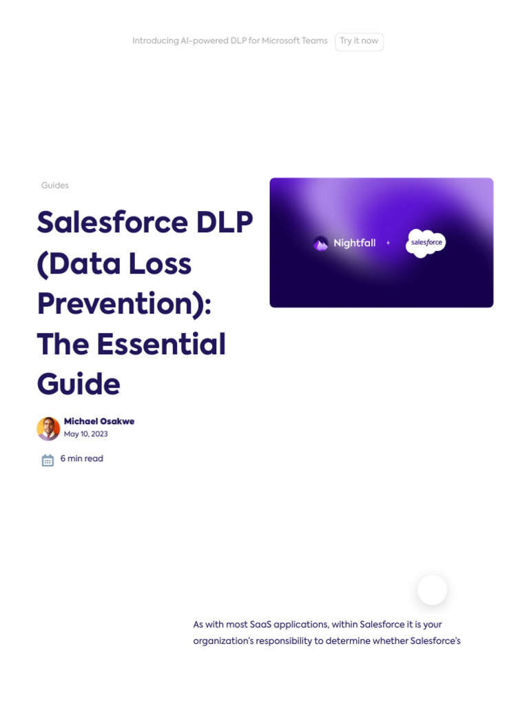 Salesforce DLP (Data Loss Prevention) - The Essential Guide - Nightfall AI | PDF | Computer ...