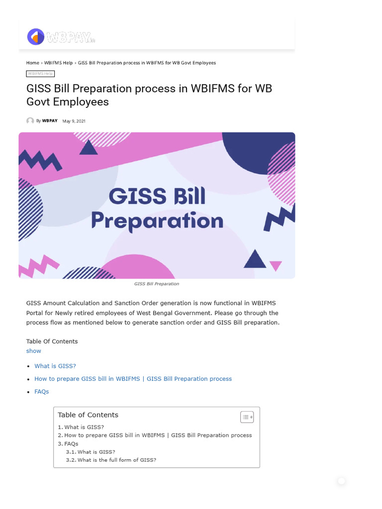 GISS Bill Preparation process in WBIFMS for WB Govt Employees | PDF ...