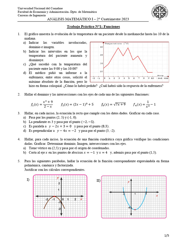 TP N°1-Funciones 2°C 2023 | PDF | Función (Matemáticas) | Asíntota