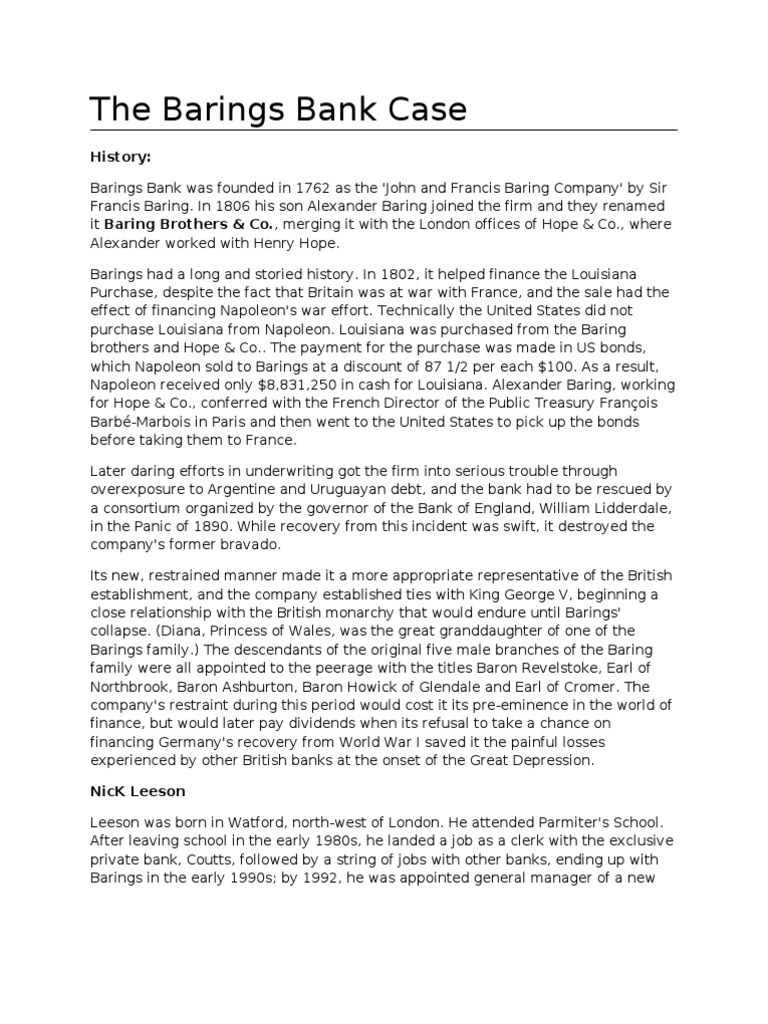 Business Ethics - Barings Bank Case | PDF | Money | Economies