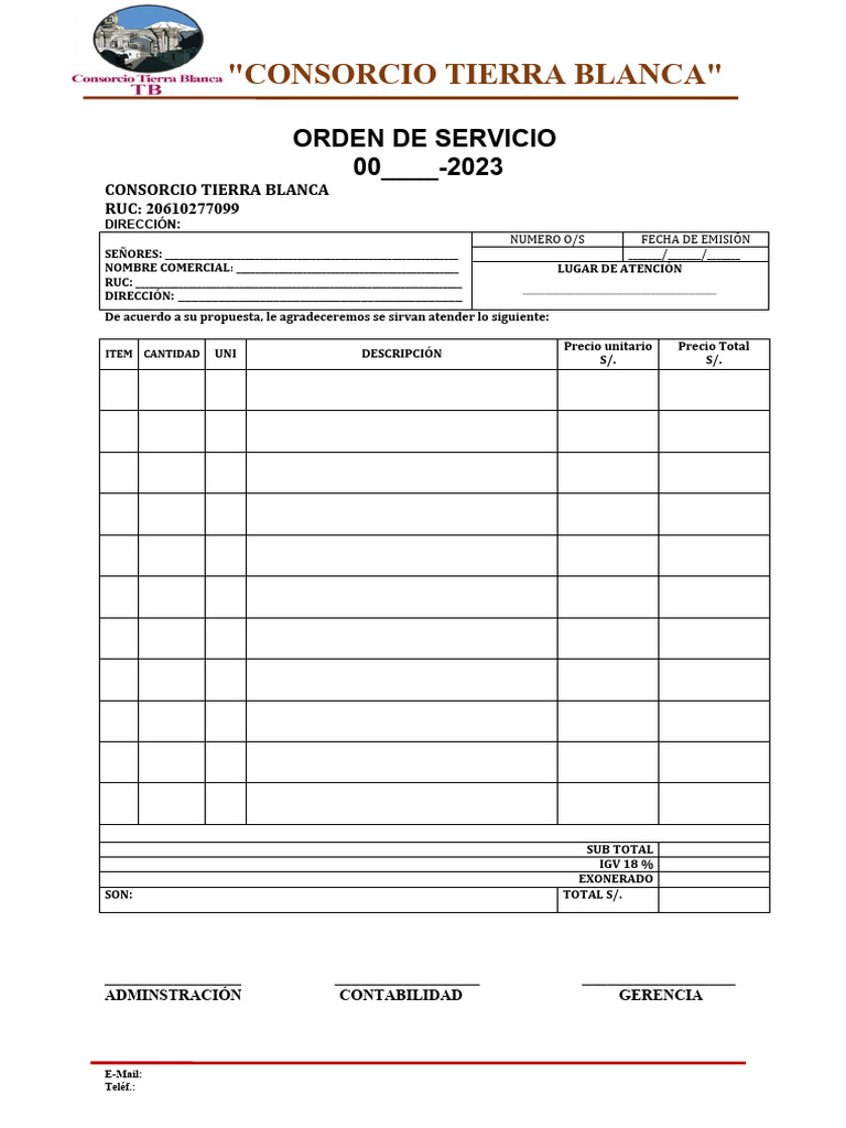 Orden de Servicio | PDF