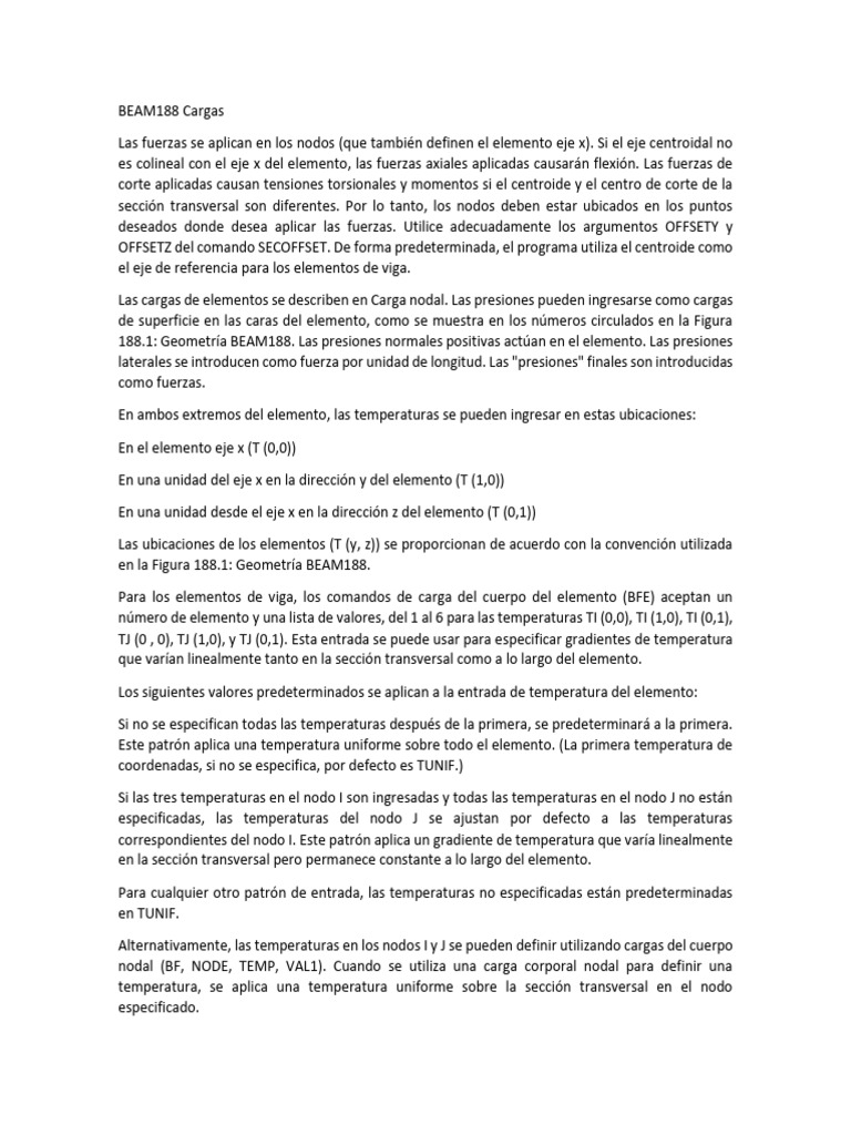 BEAM188 Cargas | PDF | Viga (Estructura) | Física Aplicada e ...