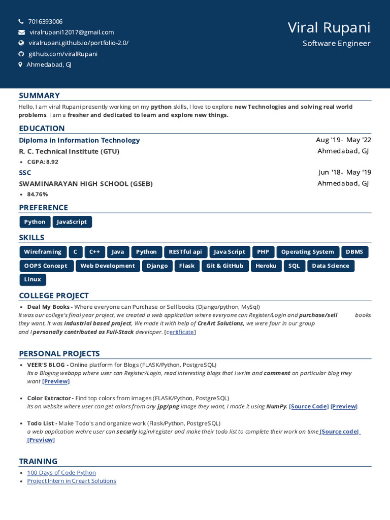 Viral Rupani Resume | PDF | Python (Programming Language) | Web Application