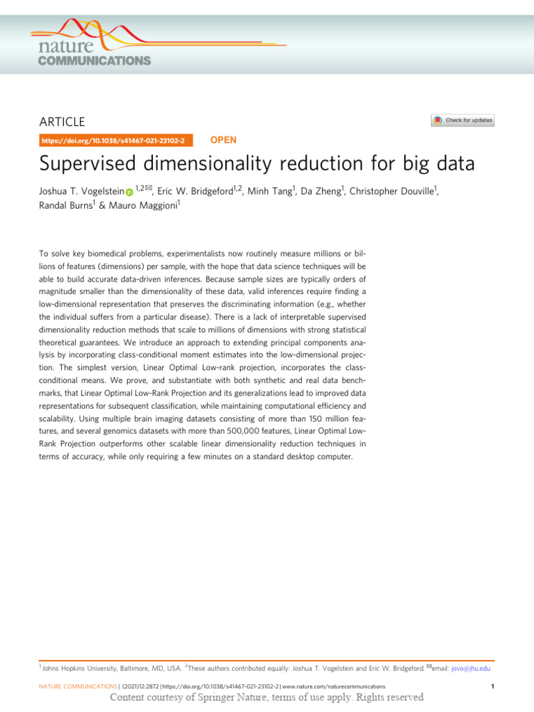 Supervised dimensionality reduction for big data | PDF | Principal ... Supervised dimensionality reduction for big data | PDF | Principal ...