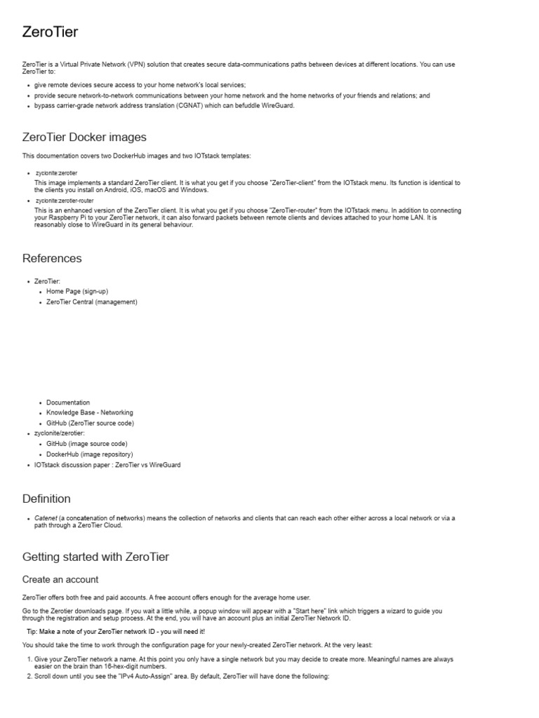 ZeroTier - IOTstack | Download Free PDF | Ip Address | Routing