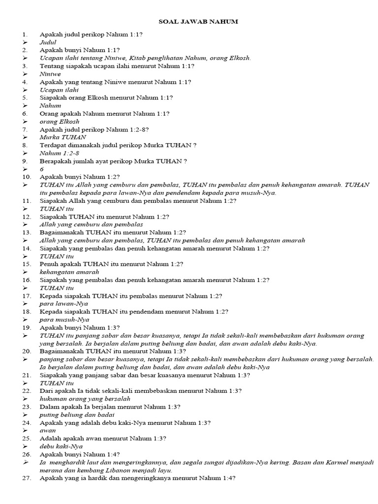 Soal CCA Bahan NAHUM | PDF | Agama & Spiritualitas