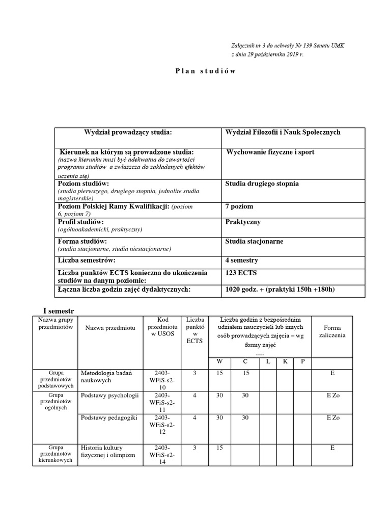 Plan Studiow WFiS 2023 2024 | PDF