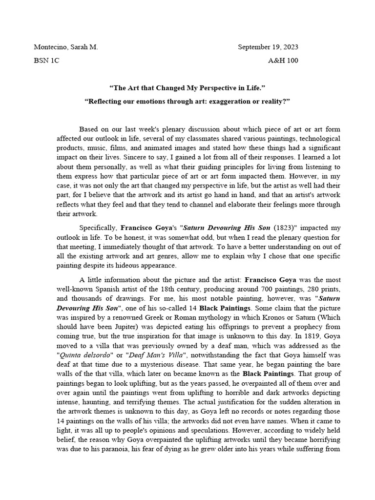 Reflecting Our Emotions Through Art: Exaggeration or Reality | PDF ...