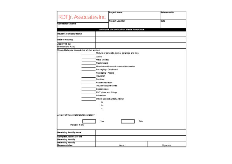 Waste Acceptance Form | PDF