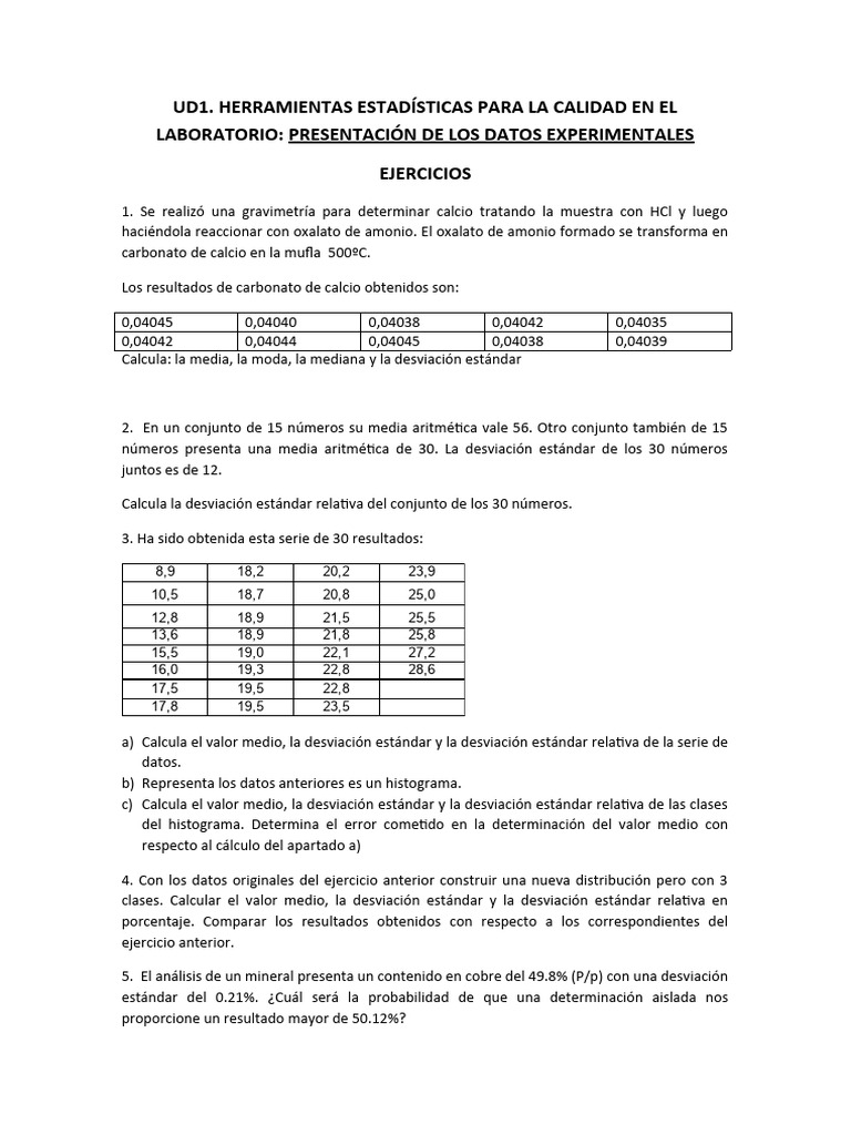 UD6. Ejercicios | PDF | Desviación Estándar | Manganeso