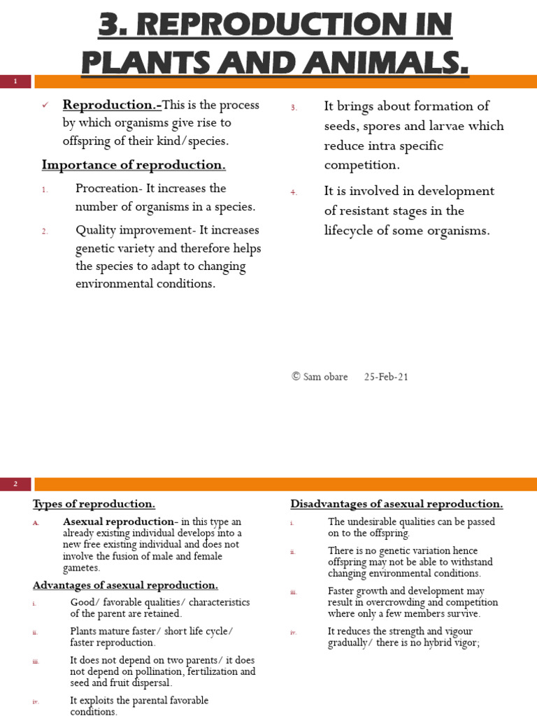 Form 3 Biology: Reproduction Overview | PDF | Meiosis | Flowers