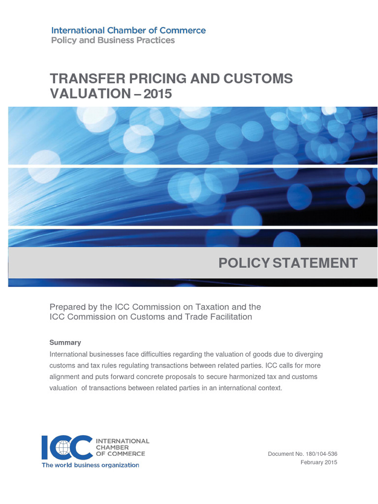 ICC Policy Statement - Transfer Pricing and Customs Valuation January ...
