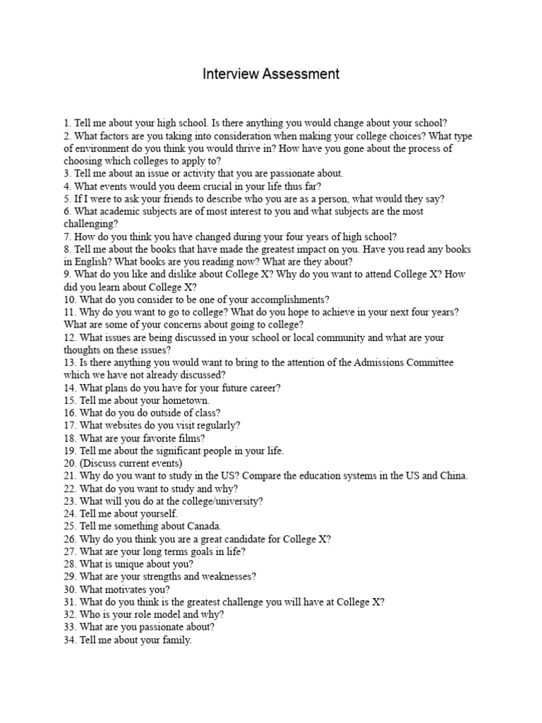 College Interview Questions | PDF