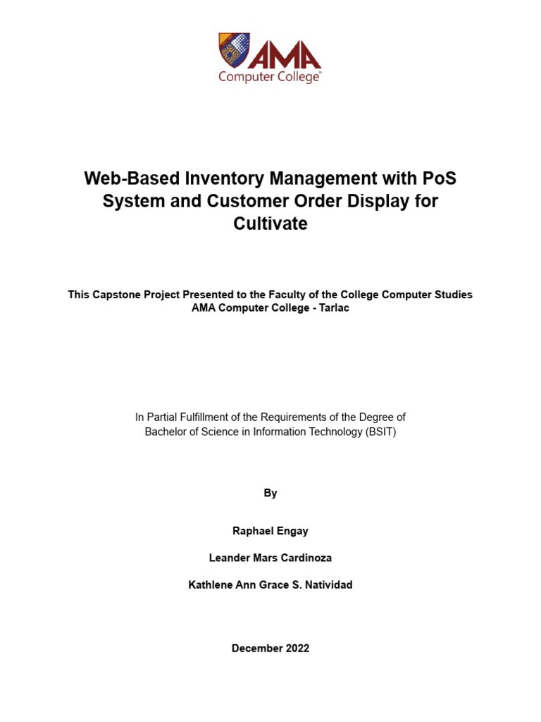 Web Based Management System With POS for Cultivate | PDF | Point Of ...
