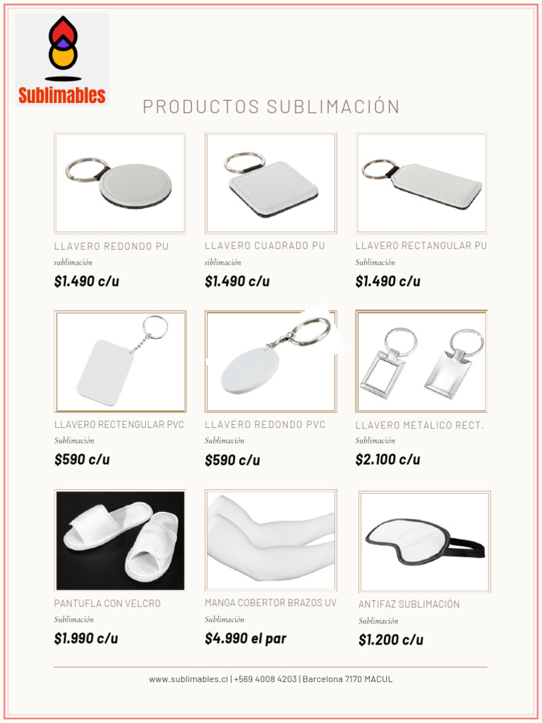 Productos de Sublimación Disponibles | PDF | Conocimiento procedimental | Química