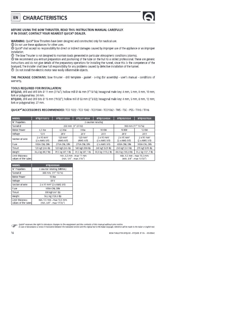 BTQ 250 300 Manual | PDF