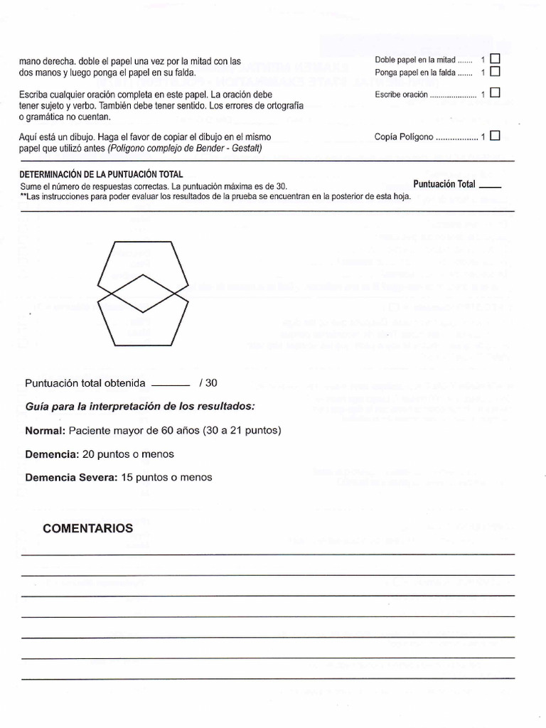 J. (2) (MINI-MENTAL) EXAMEN MENTAL (MMSE MINI-MENTAL STATE EXAMINATION ...