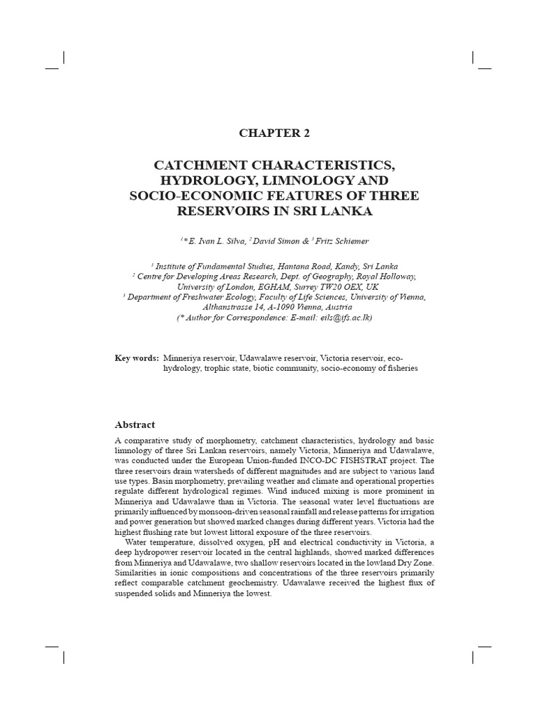 Catchment Characteristics Hydrology Limn | PDF | Reservoir | Drainage Basin