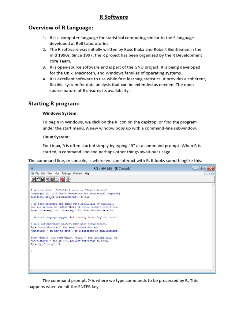 R Software - Notes | PDF | Chart | Variable (Computer Science)