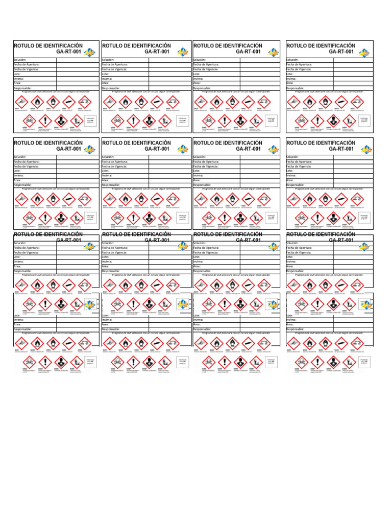 GA-RT-001 Rotulos de Identificacion de Productos Quimicos | PDF ...