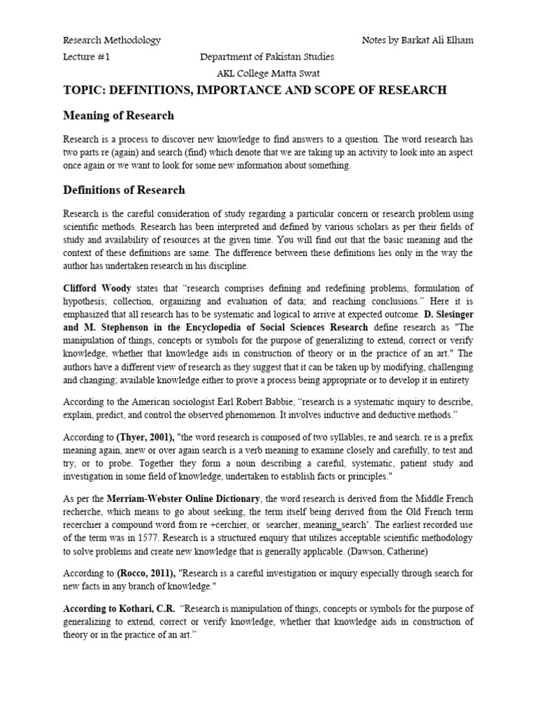 Lec 1 Rm Pdf Methodology Scientific Method
