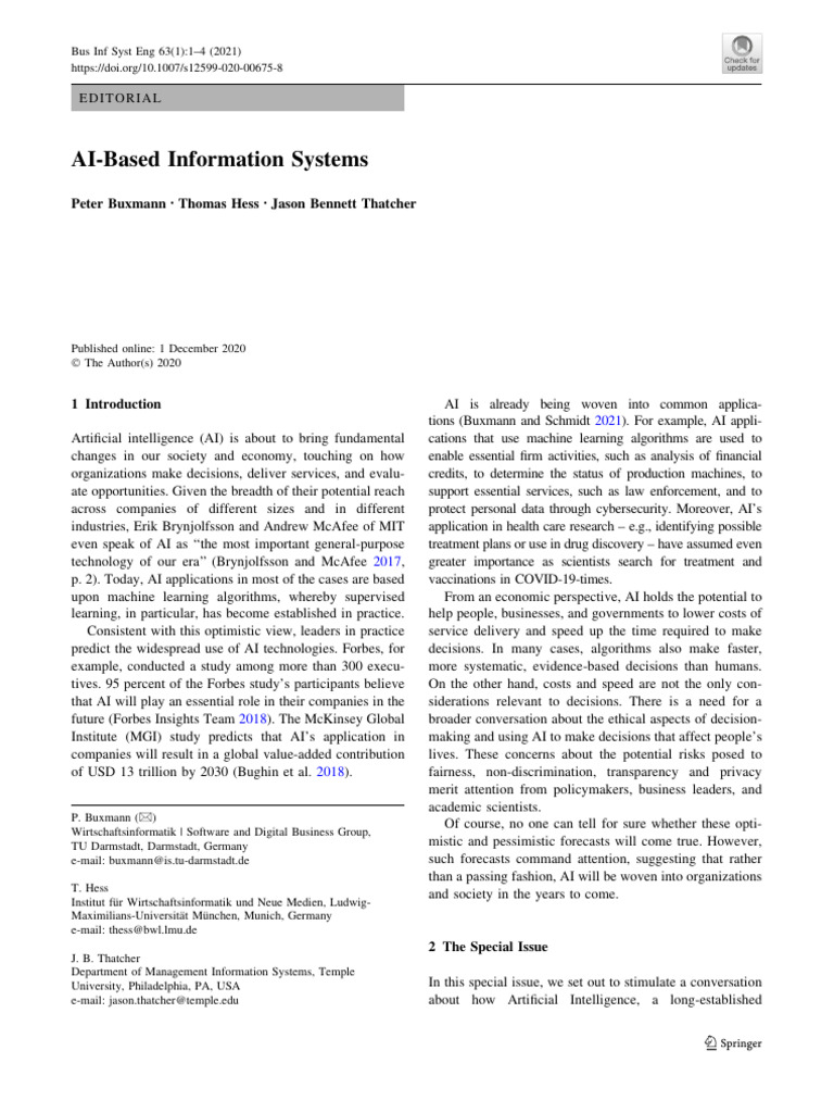 AI-Based Information Systems | PDF | Artificial Intelligence | Intelligence (AI) & Semantics