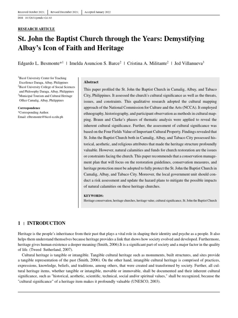 BESMONTE ST John The Baptist Church Through The Years Demystifying ...