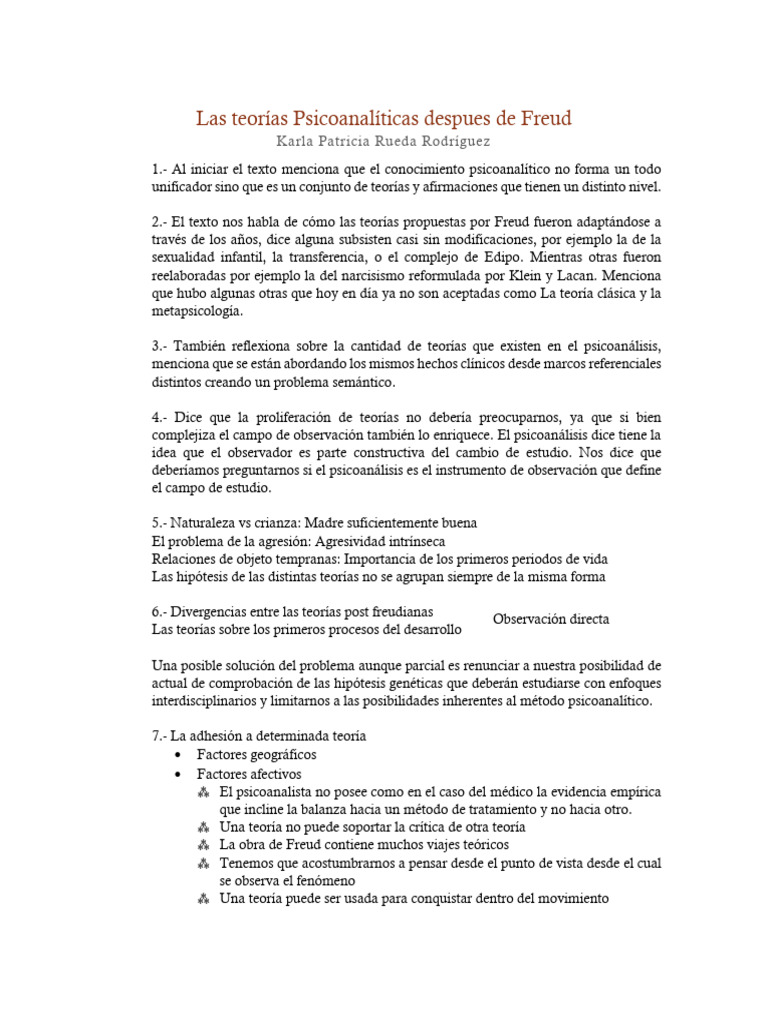 Las Teorías Psicoanalíticas Despues de Freud - Karla Rueda - 750226 ...