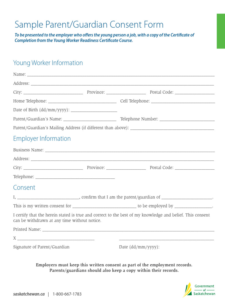 107308-Sample Parent Guardian Consent Form | PDF