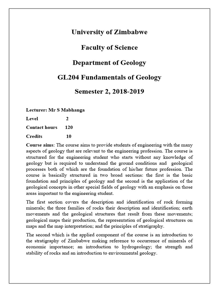 GL 204 Fundamentals of Geology | PDF | Geology | Rock (Geology)