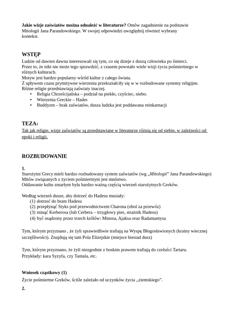 Jakie Wizje Zaswiatow Mozna Odnalezc W Literaturze - BD | PDF