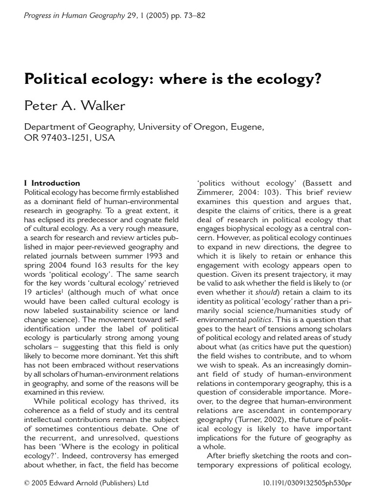 Political Ecology: Analyzing Its Roots | PDF | Ecology | Science