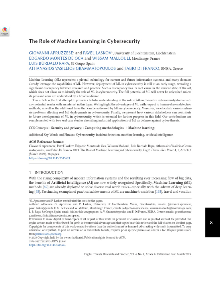Module 1 The Role of Machine Learning in Cyber Security | PDF | Machine ...
