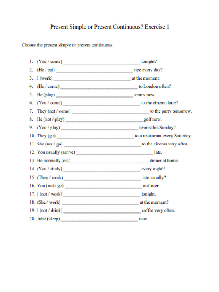 Guia de Estudio - 2023B - Present - Simple - or - Present - Continuous - 1 | PDF