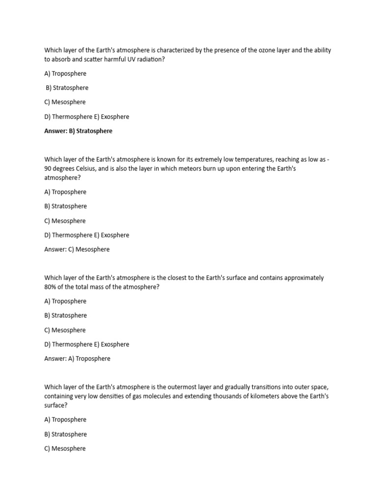 Atmosphere - Test | Download Free PDF | Atmosphere Of Earth | Atmosphere